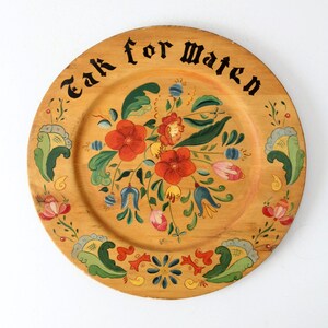 Vintage Norwegian Hand-painted Wood Plate tak for Maten - Etsy
