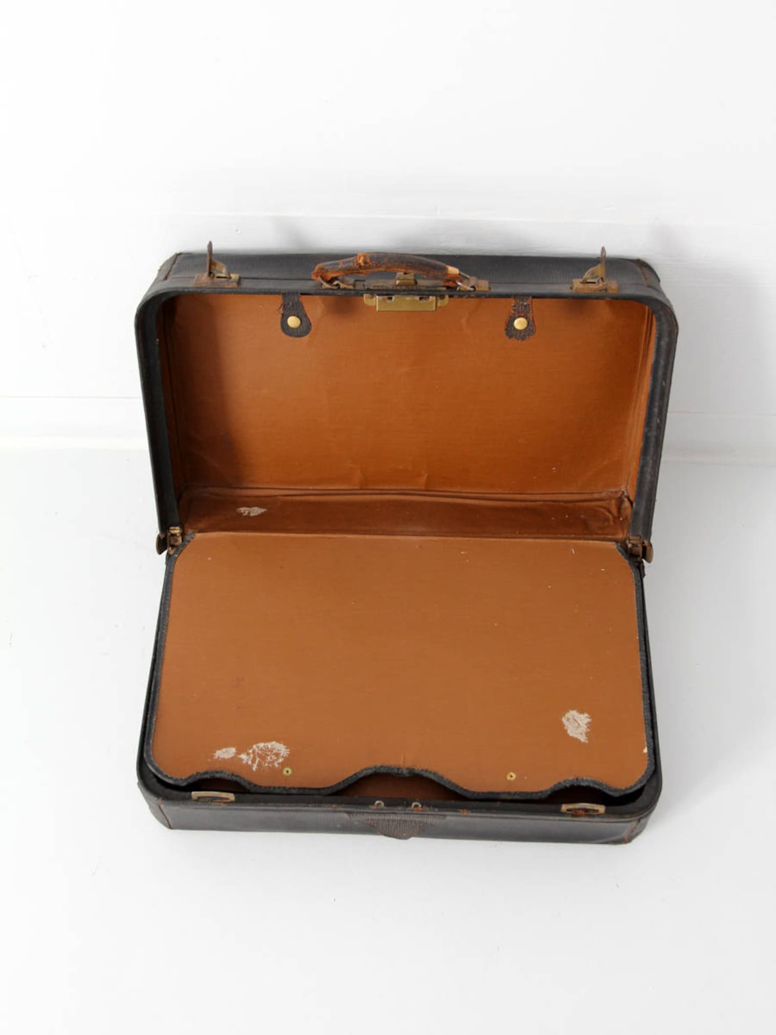 1930s Black Leather Suitcase Vintage Luggage Stacking - Etsy