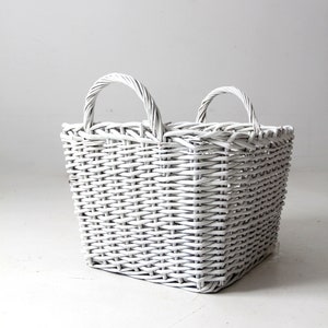 Vintage Large White Storage Basket - Etsy
