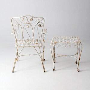 Vintage Wrought Iron Arm Chair and Table Set - Etsy