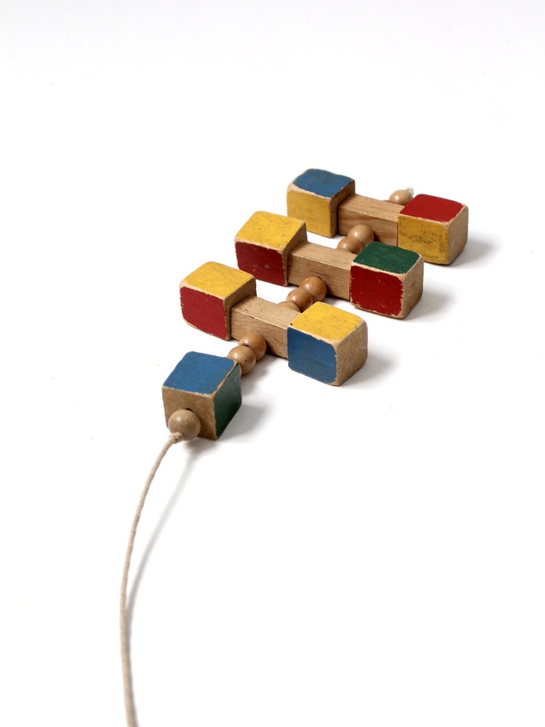 Vintage Block Pull Toy, Painted String Block Children's Toy - Etsy