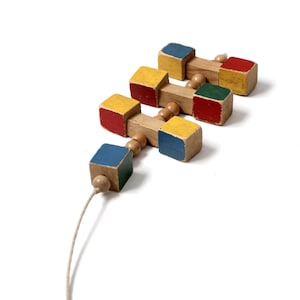 Vintage Block Pull Toy, Painted String Block Children's Toy - Etsy