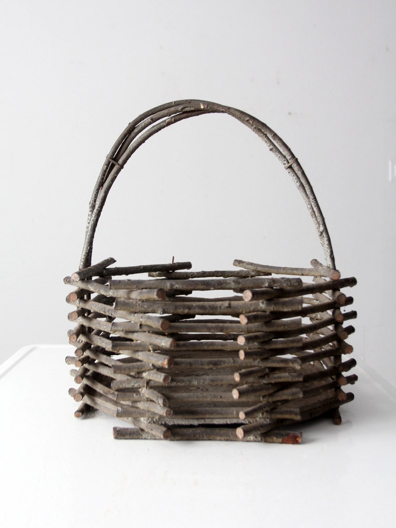 Vintage Adirondack Twig Basket - Etsy