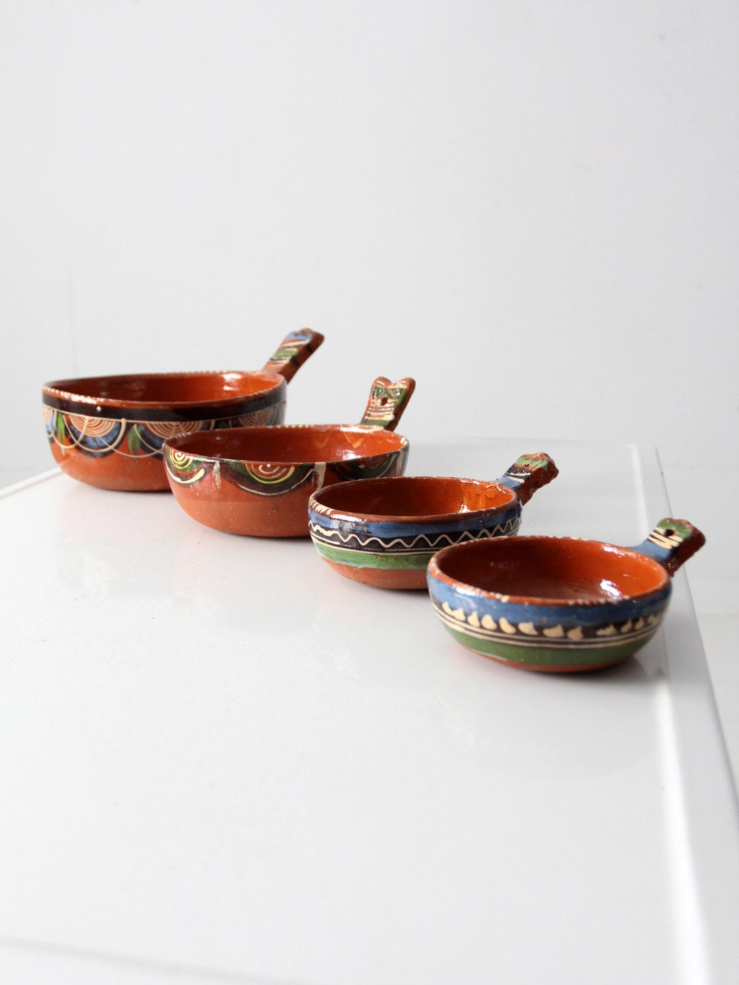 Vintage Tlaquepaque Mexican Redware Pottery Bowl Set - Etsy