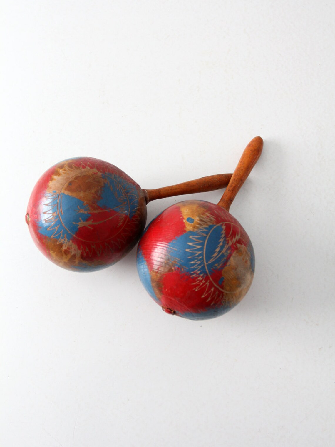 Maracas vintage maraca pair painted wood maracas instrument | Etsy