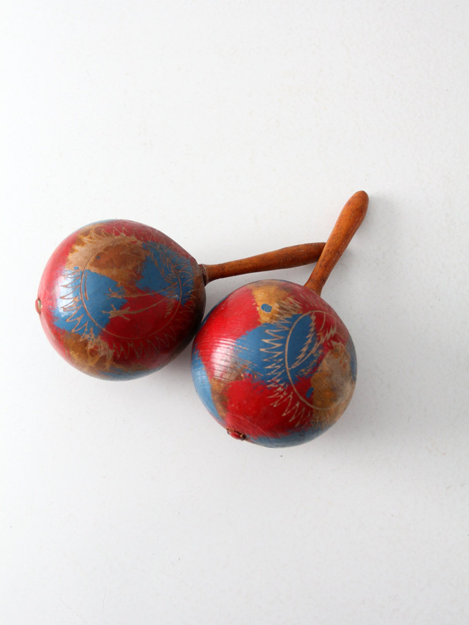 Maracas vintage maraca pair painted wood maracas instrument | Etsy