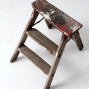 Vintage Rustic Wooden Step Ladder - Etsy