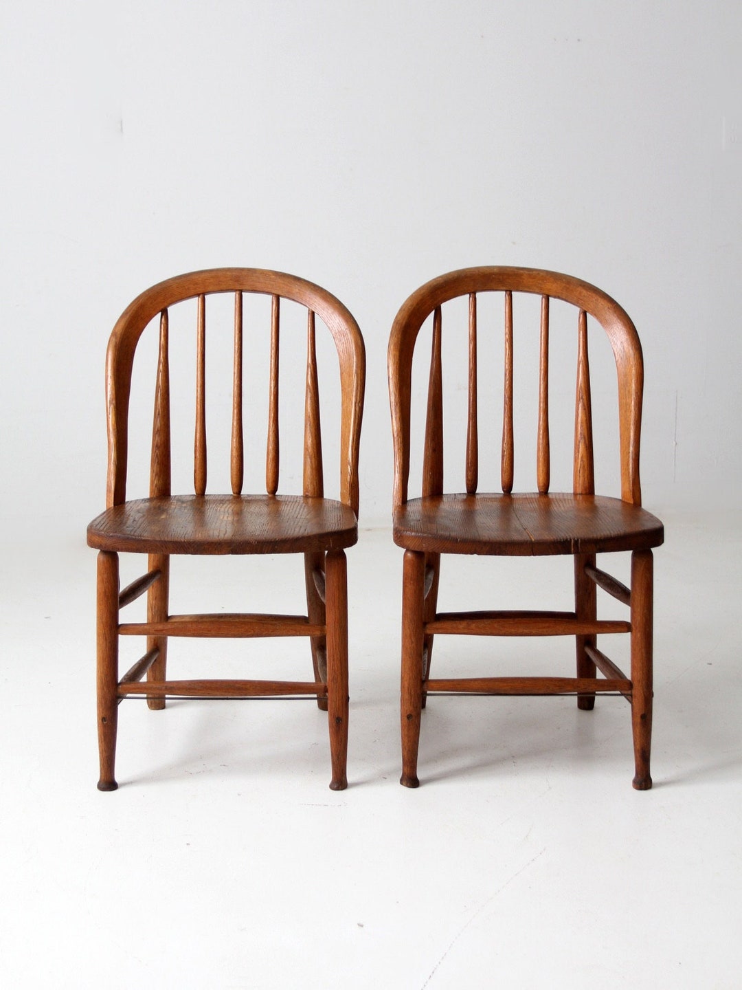 Antique Bow Back Spindle Chairs Pair - Etsy