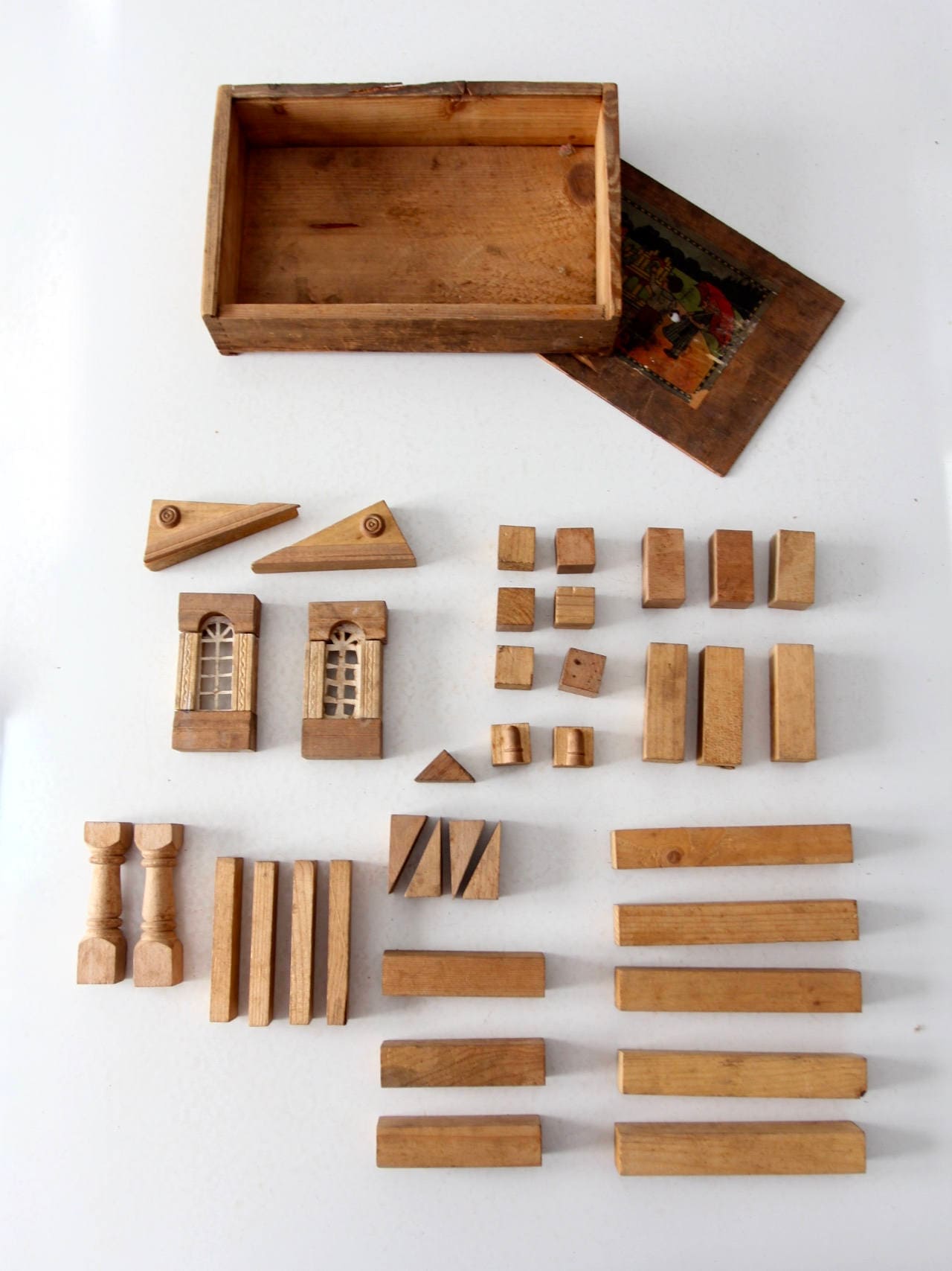 Antique Victorian Wooden Toy Blocks Jeux Et Jouets Francais (JJF/JFJ)