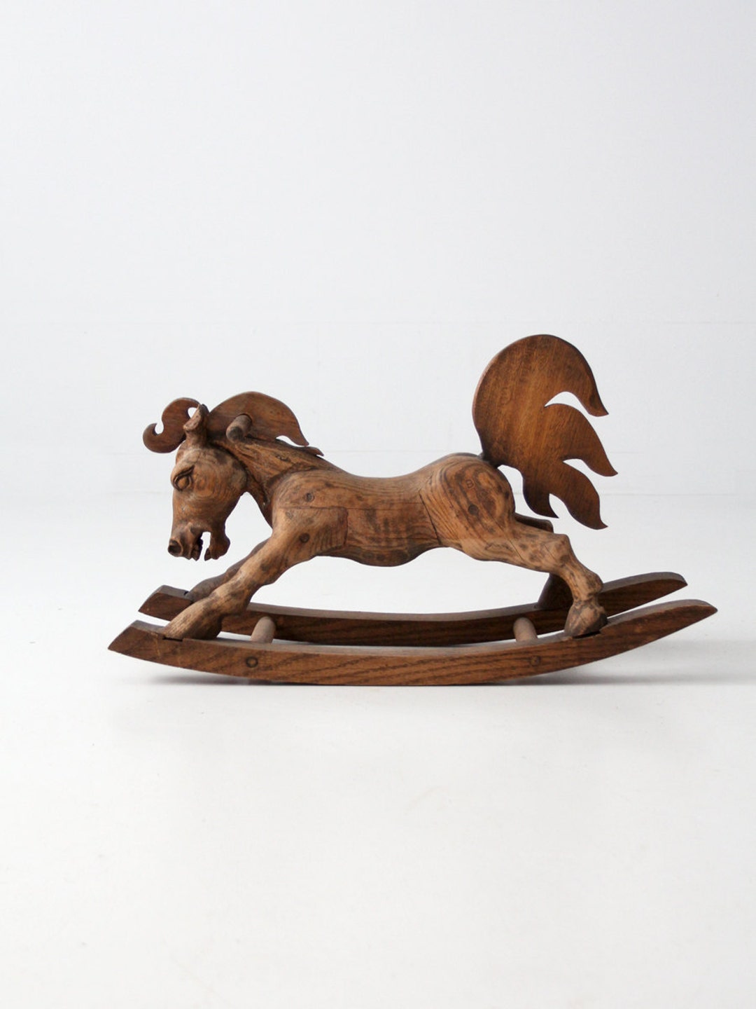 Vintage Hand Carved Wood Rocking Horse, Decorative Art Horse Toy - Etsy