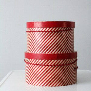 Vintage Candy Cane Stripe Hat Boxes Pair - Etsy