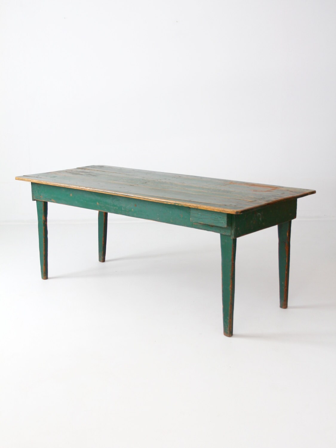 Antique green wood table primitive kitchen table farmhouse | Etsy