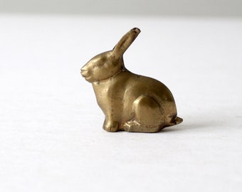 Vintage Brass Bunny Rabbit Figurine on Wood Base - Etsy