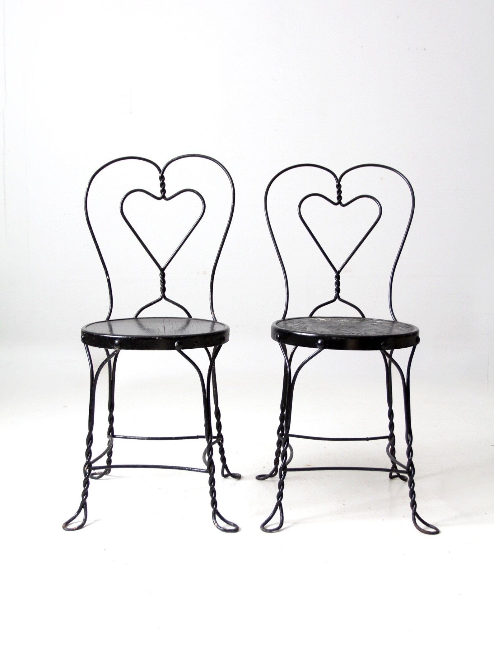 Pair Vintage Ice Cream Parlor Chairs, Black Iron Cafe Bistro Chairs - Etsy