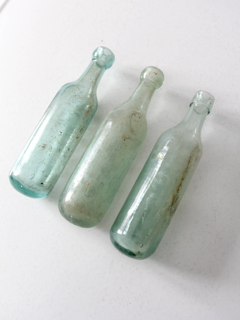 1800s Round Bottom Bottle Collection Set of 3 Antique Soda - Etsy
