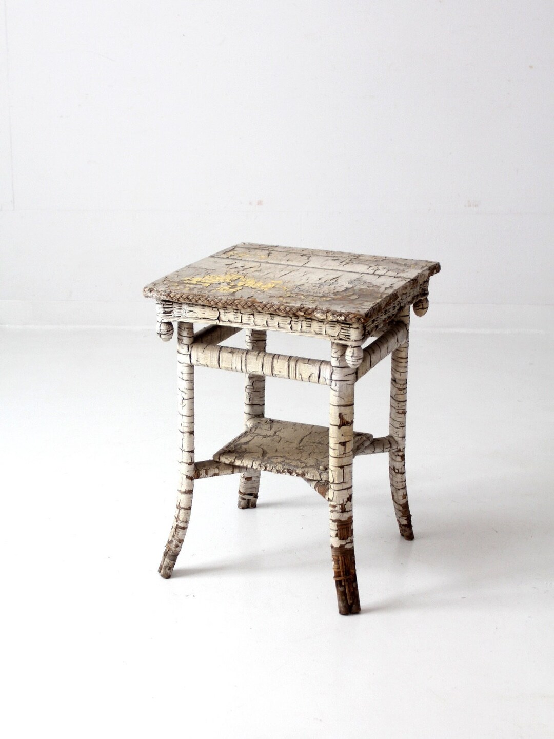Antique Rustic White End Table - Etsy