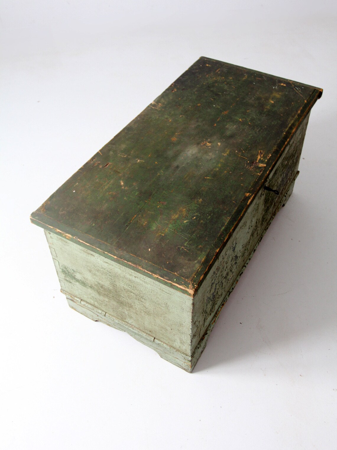 Antique Green Flat Top Wooden Trunk | Etsy