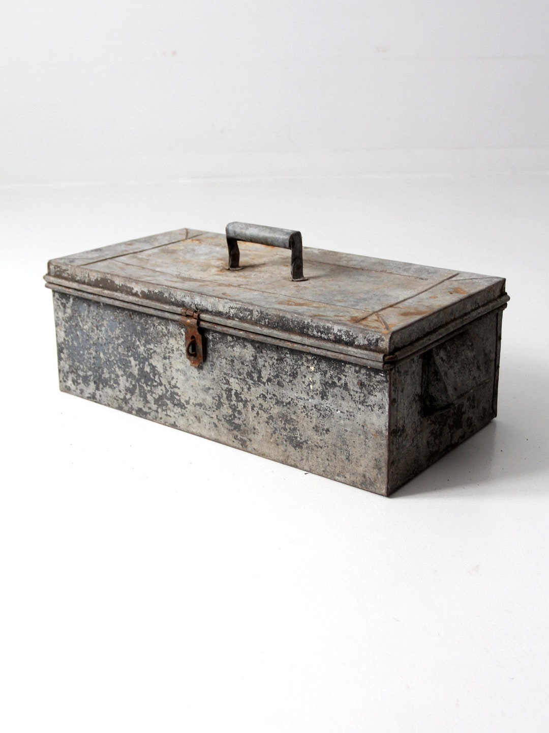 Antique Galvanized Metal Tool Box - Etsy