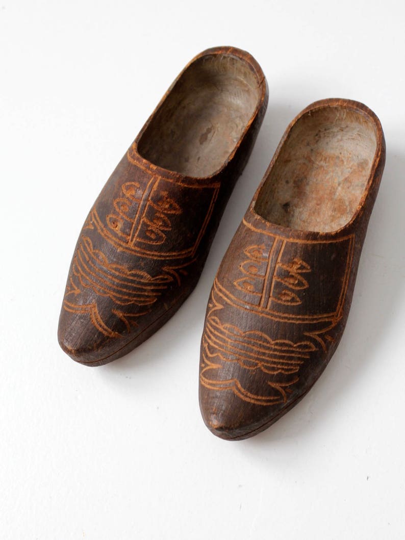Antique Carved Wooden Clogs Decorative Wood Shoes - Etsy