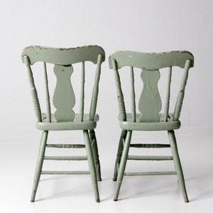 Antique Fiddle Back Chairs, Painted Wooden Chairs Pair - Etsy