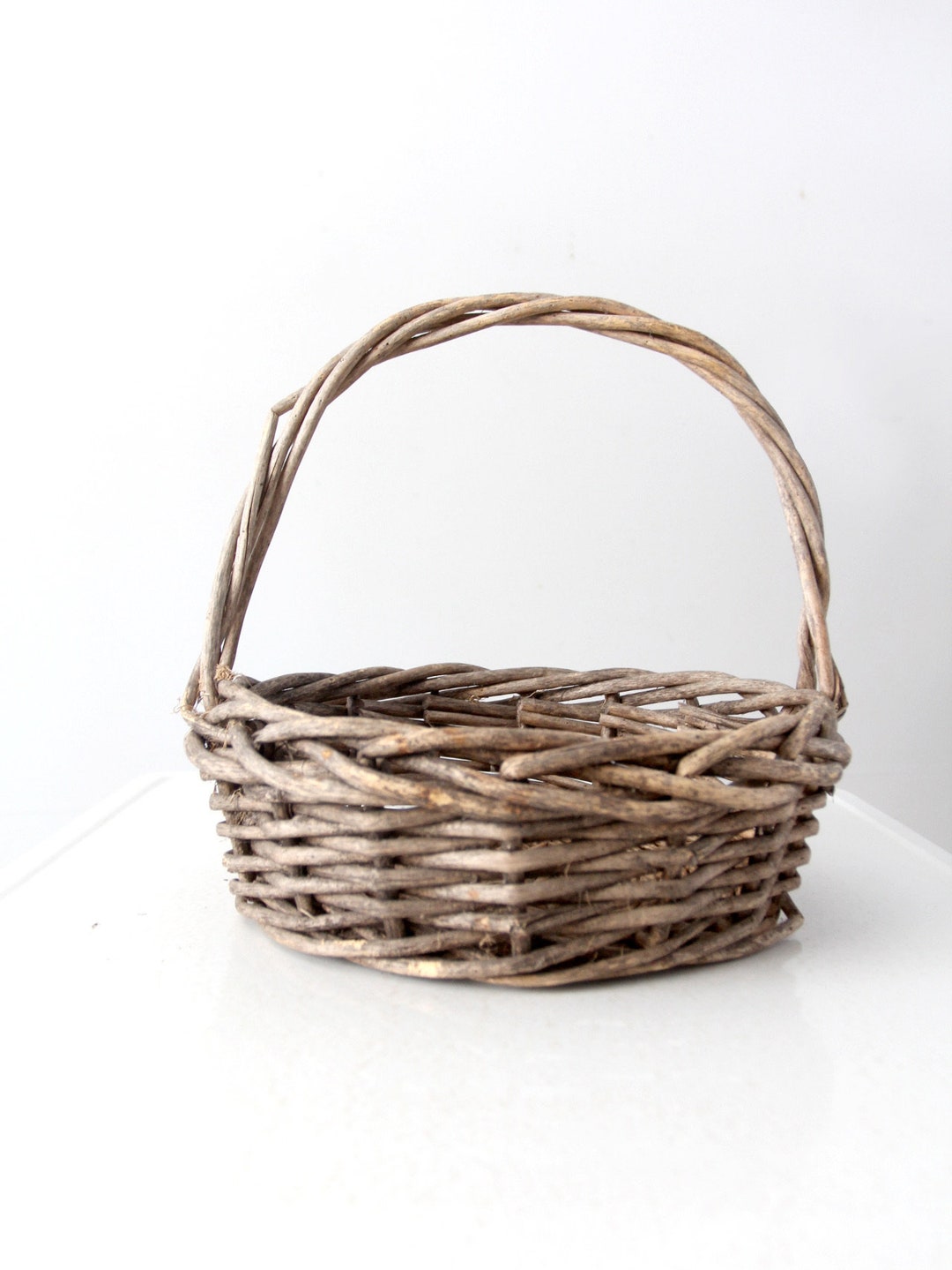 Vintage Rustic Twig Basket - Etsy