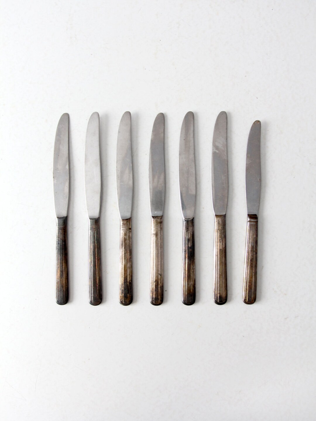 Vintage Silver Plate Knife Set, Collection 7 Dinner Knives - Etsy