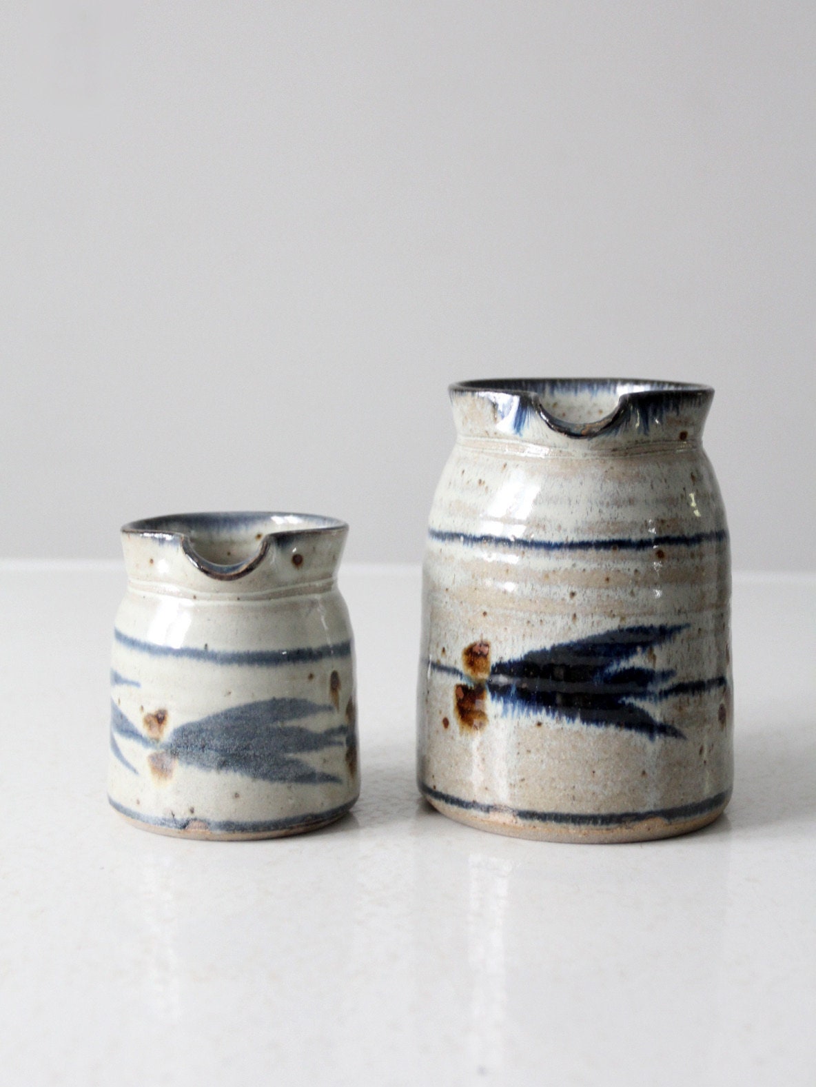 Vintage English Studio Pottery Pitcher Set of 2 - Etsy