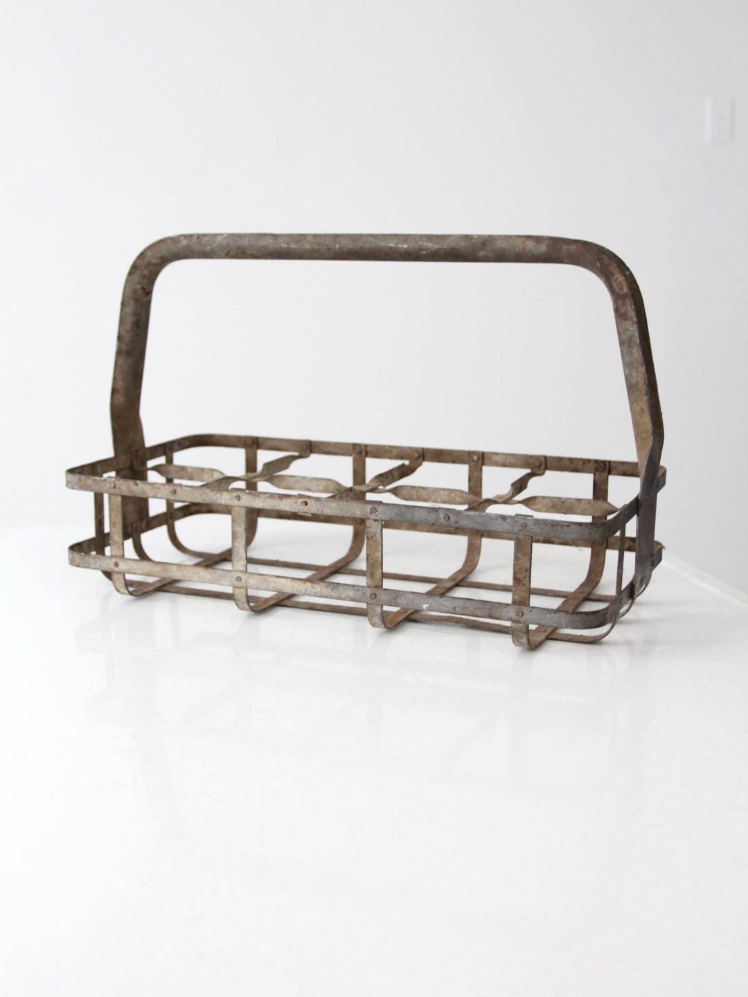 Vintage Milk Bottle Carrier, Metal Tote Basket - Etsy