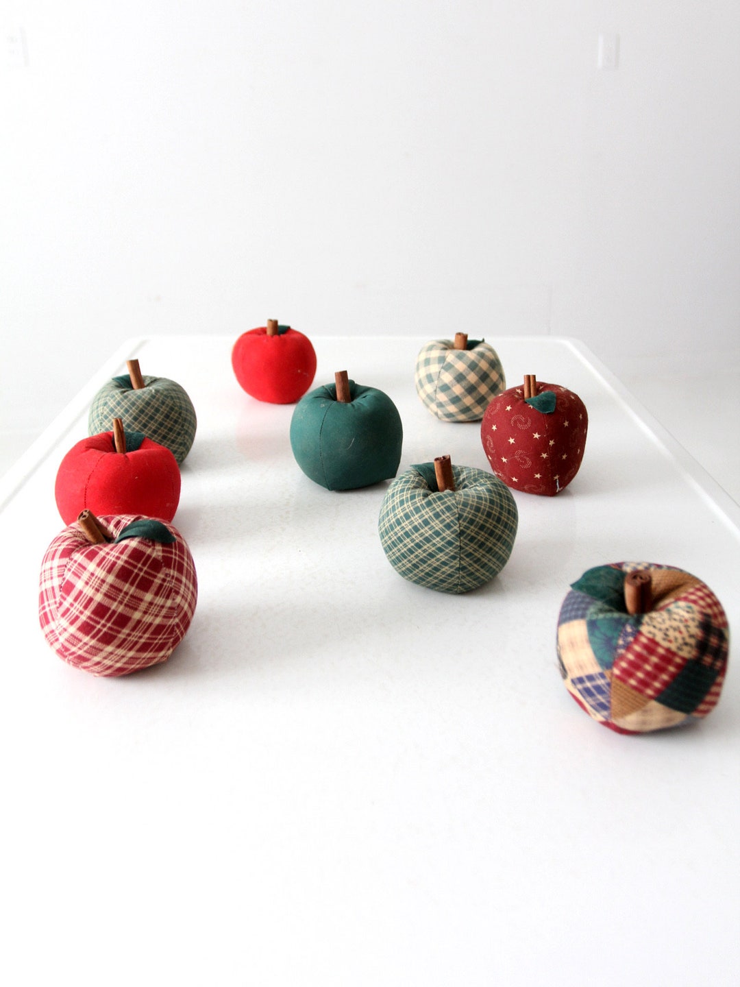 Vintage Hand-made Fabric Apple Ornaments Set of 9 - Etsy
