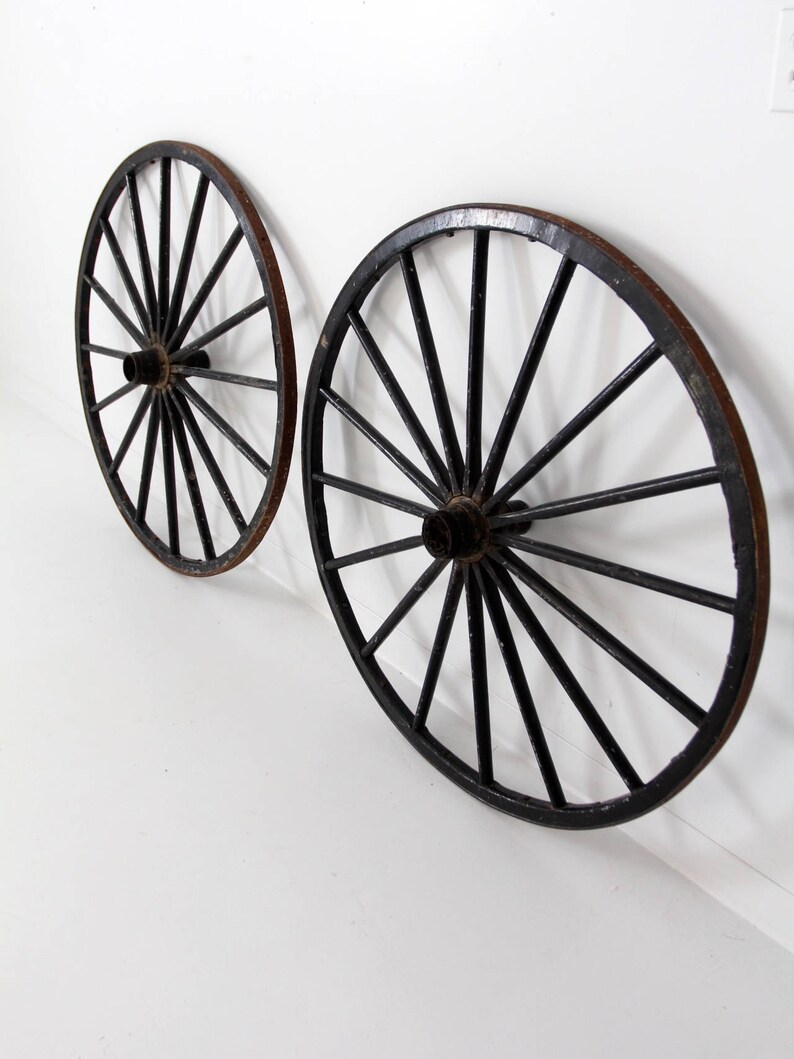 Antique Wagon Wheels Large Wooden Spoke Wheels Set/2 - Etsy