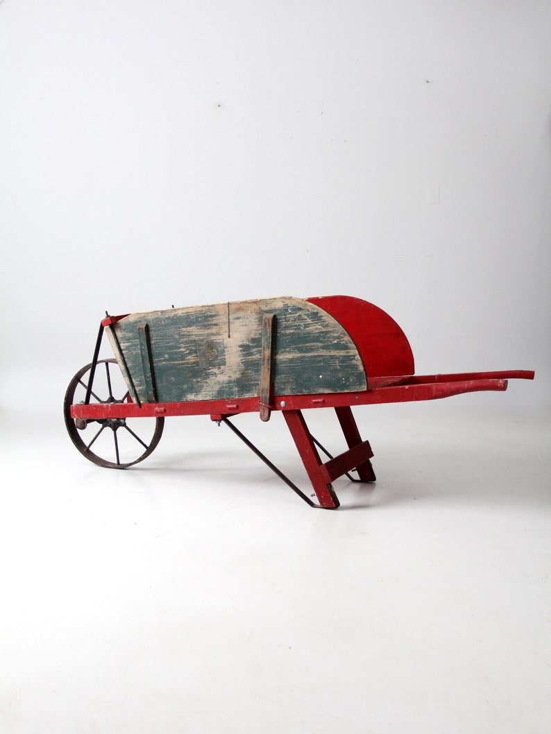 Antique Wooden Wheelbarrow - Etsy