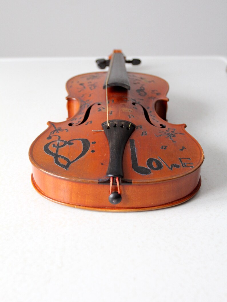 Vintage Carved Violin Boho Hippie Music Love Instrument - Etsy