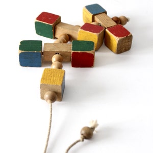 Vintage Block Pull Toy, Painted String Block Children's Toy - Etsy
