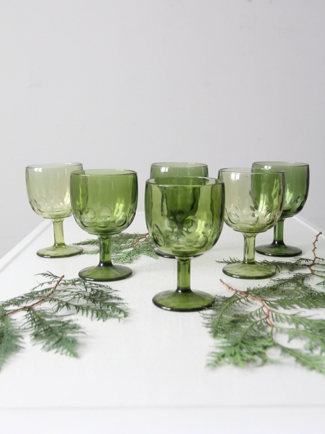 Vintage Bartlett Collins Thumbprint Goblets Set of 6 - Etsy