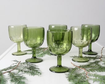 Bartlett Collins Vintage Thumbprint Goblets, Set of 8 12-0z Stemmed ...