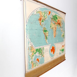 Mid-century Pull-down World Map, 1954 - Etsy
