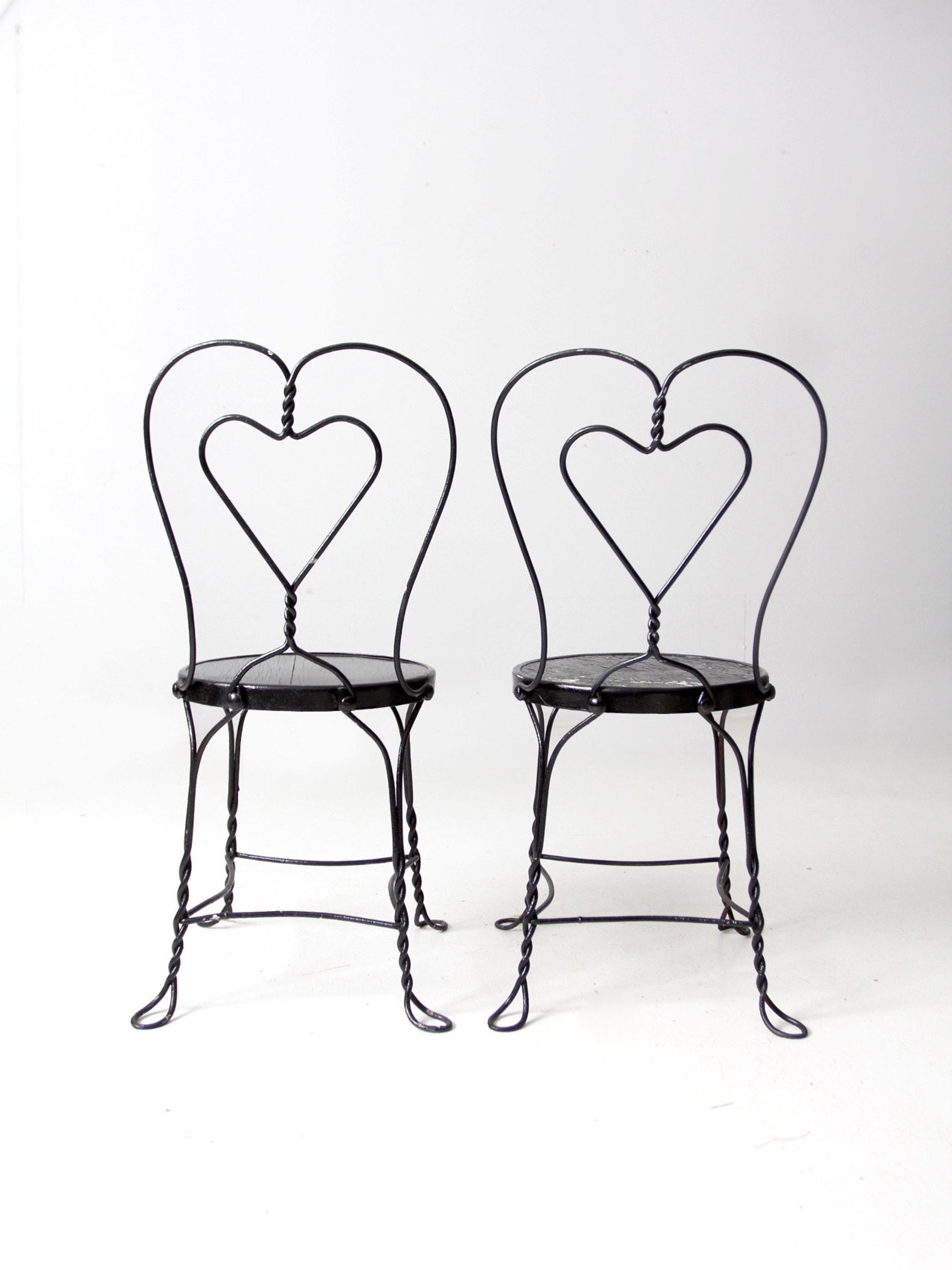 Pair Vintage Ice Cream Parlor Chairs, Black Iron Cafe Bistro Chairs - Etsy
