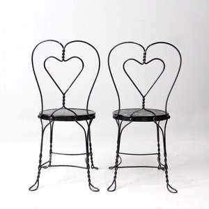 Pair Vintage Ice Cream Parlor Chairs, Black Iron Cafe Bistro Chairs - Etsy