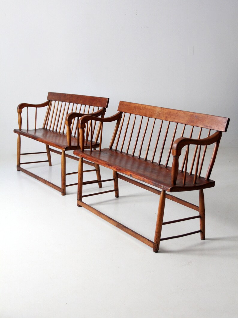 Antique Spindle Back Bench Pair - Etsy