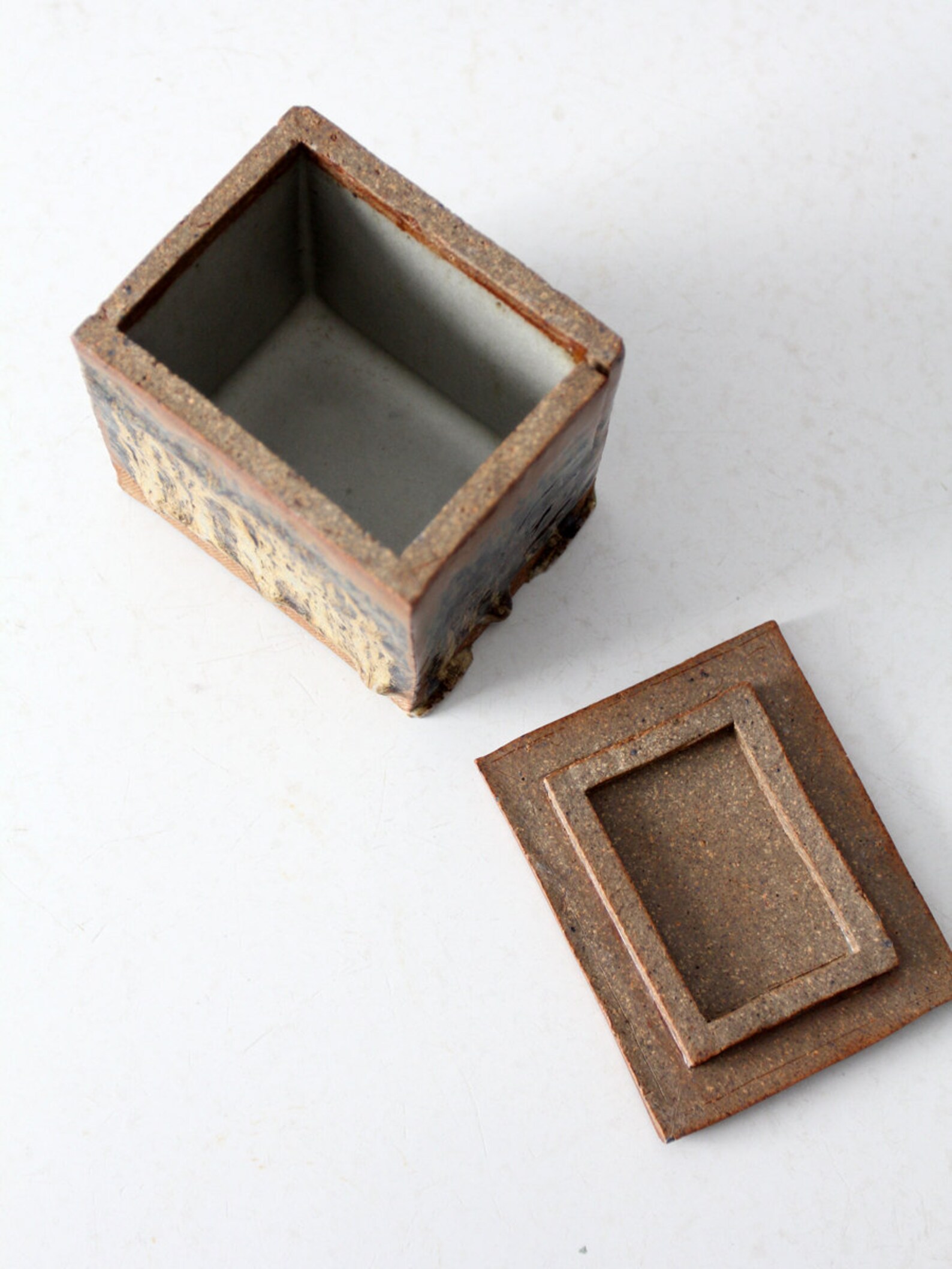 Studio Pottery Box Vintage Ceramic Square Jar With Lid - Etsy