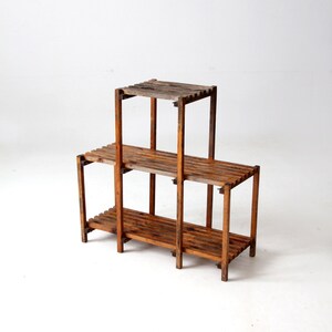 Vintage Tiered Slat Wood Plant Stand - Etsy
