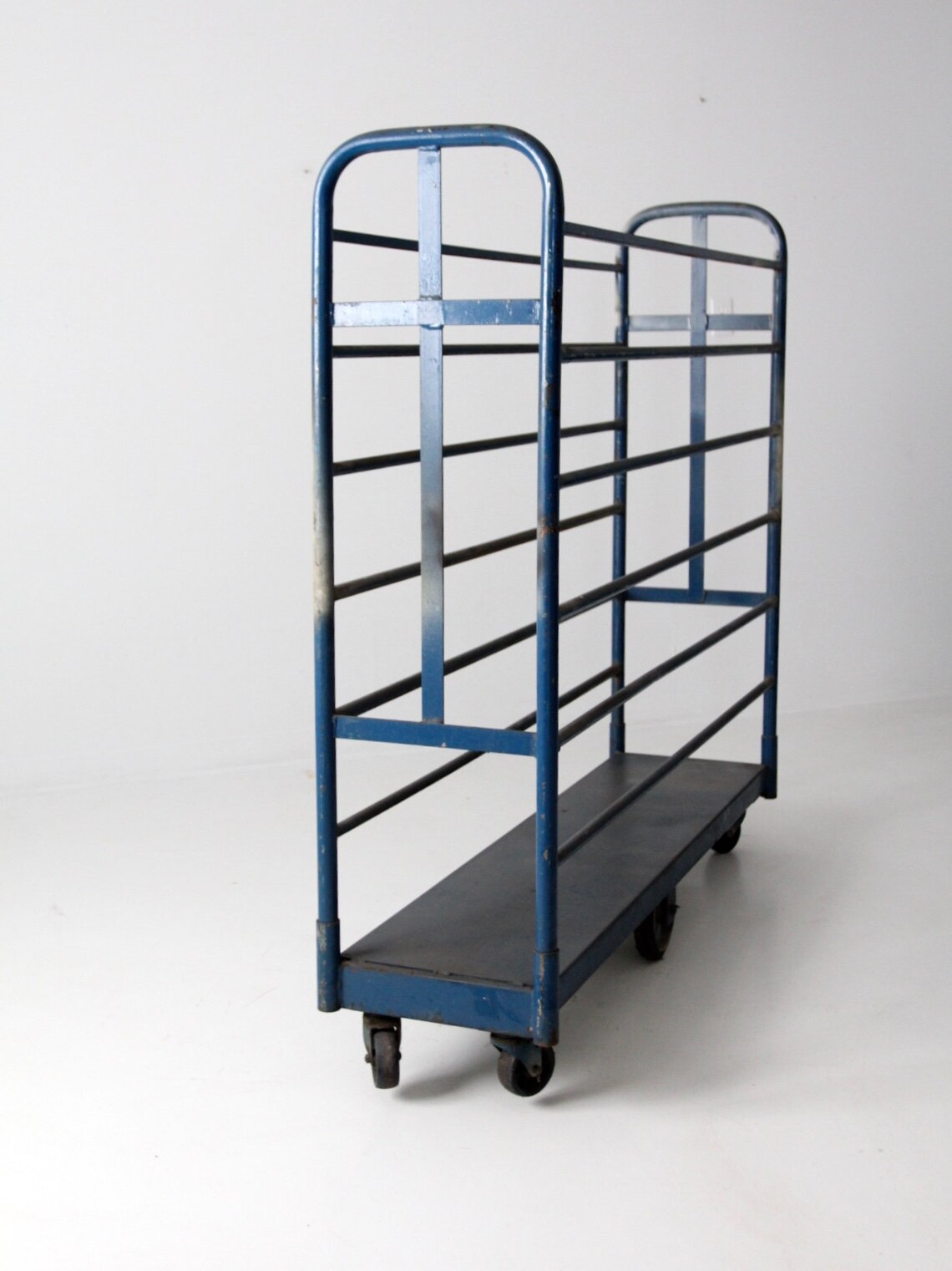 Vintage Industrial Cart Blue Metal Rolling Rack - Etsy