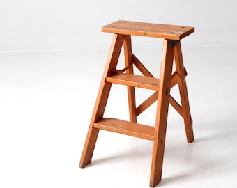 Vintage Step Ladder, Rustic Wooden Stepstool - Etsy