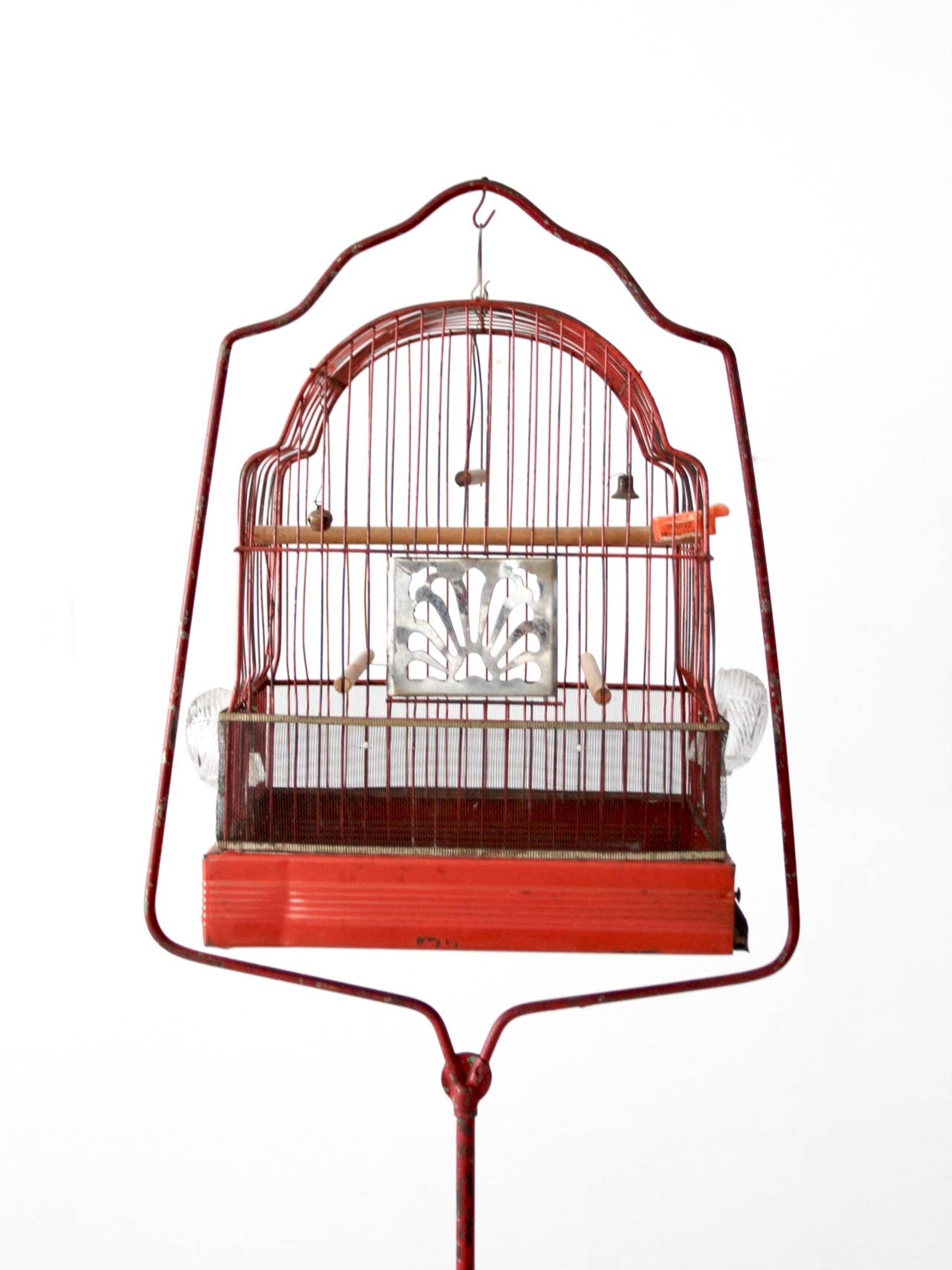 Antique Red Bird Cage on Stand Crown Bird Cage and Cast Iron - Etsy