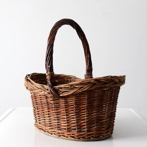 Vintage Wicker Handle Basket - Etsy