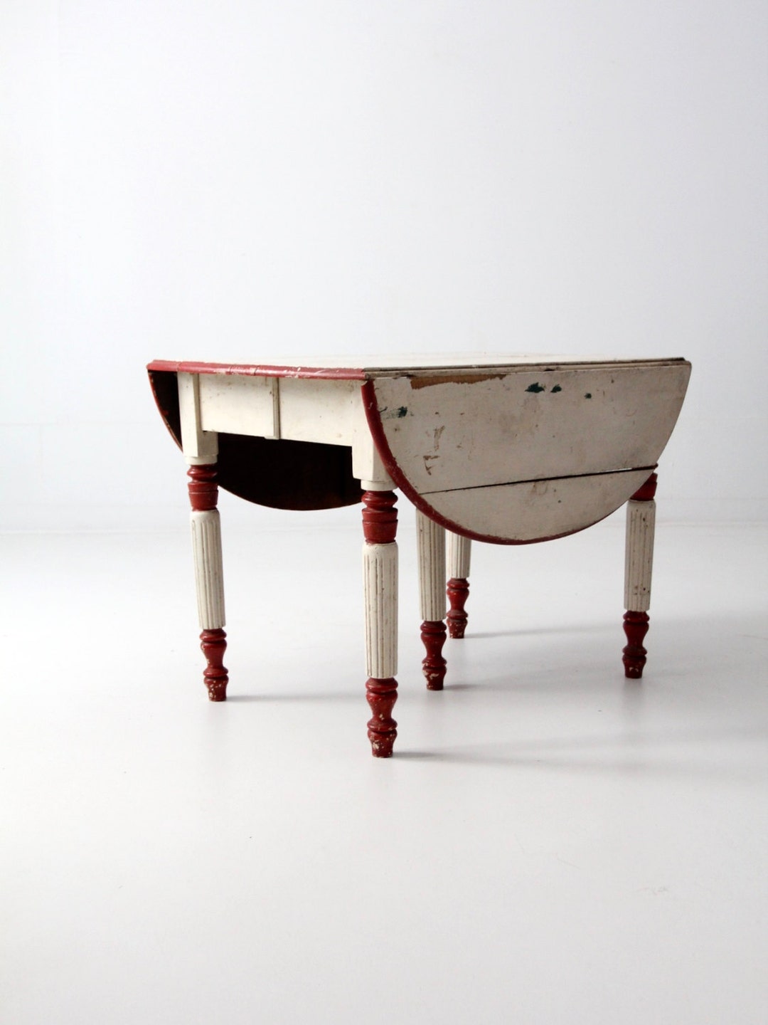 Antique Drop Leaf Table, Painted Five Leg Table - Etsy