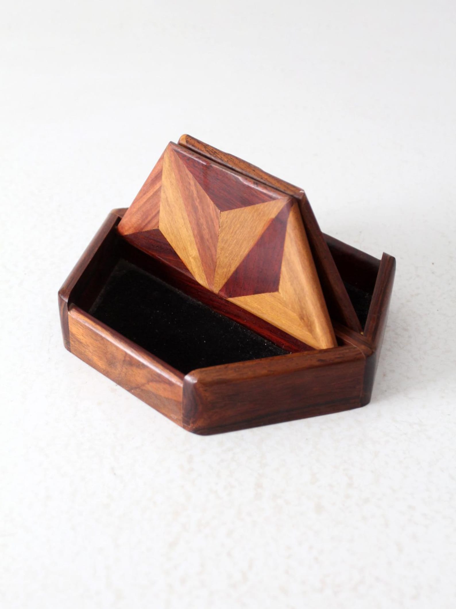 Mid-century Parquetry Hexagonal Box - Etsy