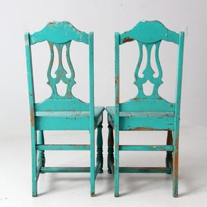 Vintage Turquoise Wooden Dining Chairs Pair - Etsy