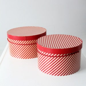 Vintage Candy Cane Stripe Hat Boxes Pair - Etsy