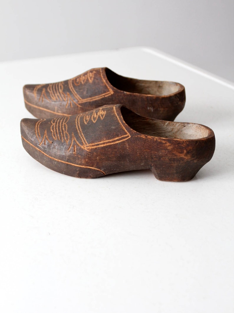Antique Carved Wooden Clogs Decorative Wood Shoes - Etsy